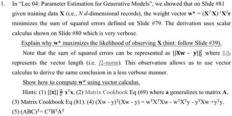 Solved In Lec 04 Parameter Estimation For Generative Models We