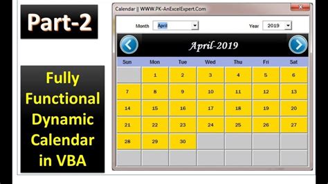 Video Thumbnail Fully Functional Dynamic Calendar Control In Vba Part