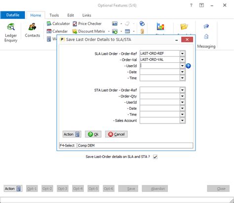 Record Last Order Details For Account And Stock