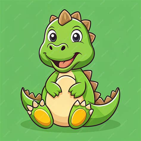 Cute Dinosaur On Crack Egg Vector Icon Illustration Dino Mascot Cartoon