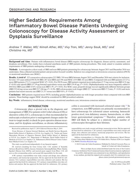 Pdf Higher Sedation Requirements Among Inflammatory Bowel Disease Patients Undergoing
