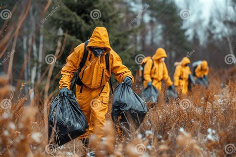 Young Volunteers Cleaning Up the Forest Together, they are Collecting ...