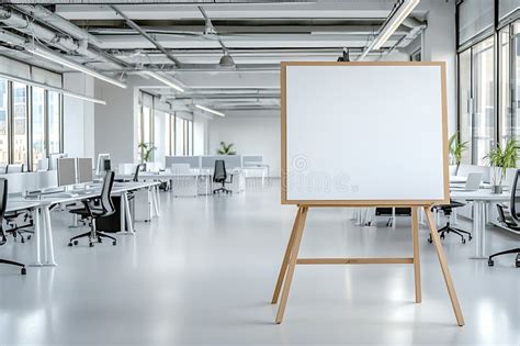 Bright Modern Office Space With Empty Whiteboard For Ideas And