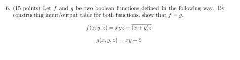 Solved Points Let F And G Be Two Boolean Functions Chegg