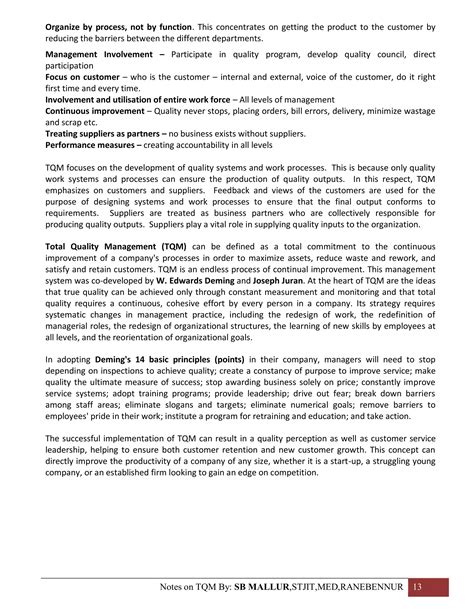 Unit 1 Quality Total Quality Tqm Pdf