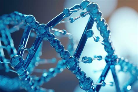 Ai Generated Dna Molecule Structure 3d Render Blue Toned Image Blue Dna Strand Molecular
