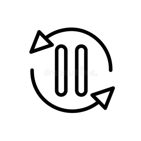 Simple Black And White Replay Button Icon Refreshing Multimedia Content In Loop Stock