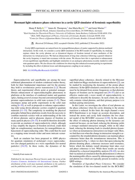 Pdf Resonant Light Enhances Phase Coherence In A Cavity Qed Simulator Of Fermionic Superfluidity