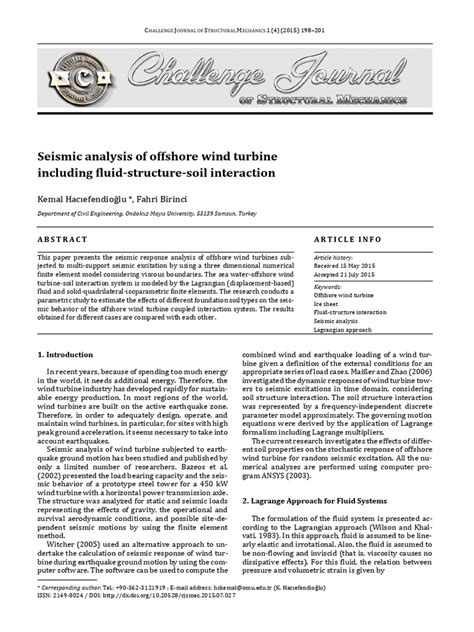 Seismic Analysis Of Offshore Wind Turbin Pdf Matrix Mathematics Spectral Density
