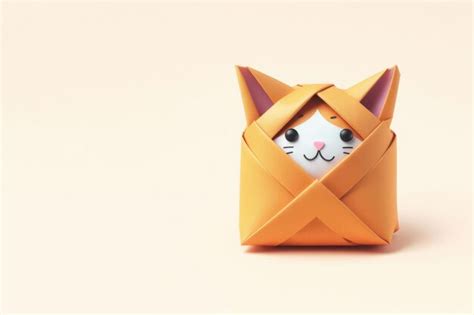 Premium Ai Image Origami Cat Place For Text