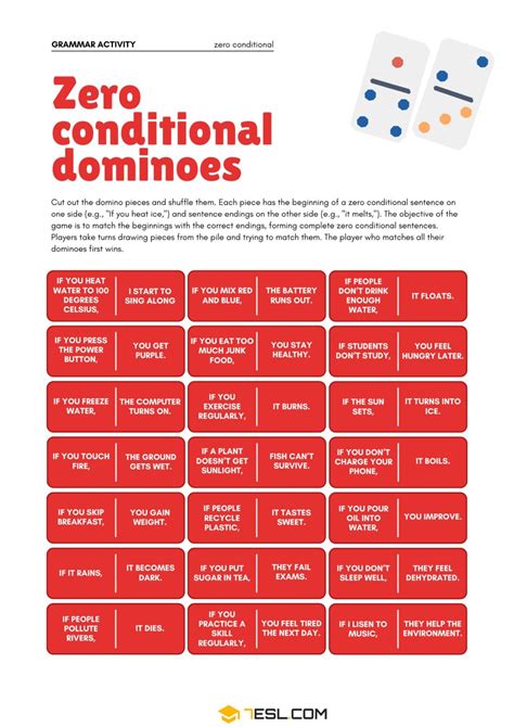 Zero Conditional Exercises Zero Conditional Worksheets • 7esl