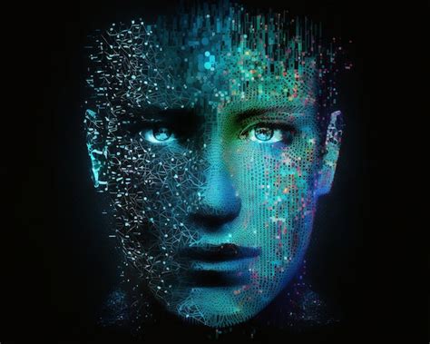 Premium Ai Image Digital Human Face With Big Data Connection Generative Artificial Intelligence