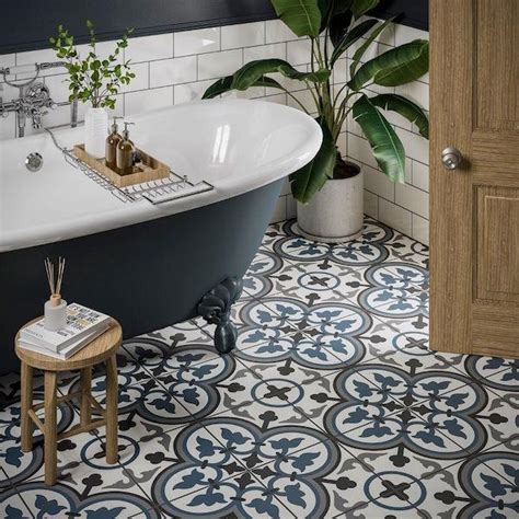 Monaco Blue Patterned Wall And Floor Tiles Metro Tiles Uk