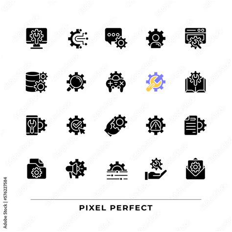 Setup And Settings Black Glyph Icons Set On White Space Computer