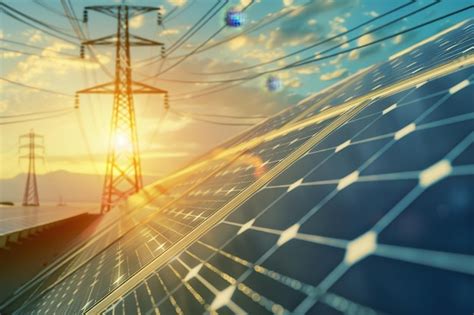 High Voltage Solar Panel With Sunshine Concept Of Clean Energy Power