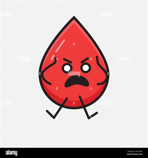 Vector Illustration Of Blood Character With Cute Face And Simple Body
