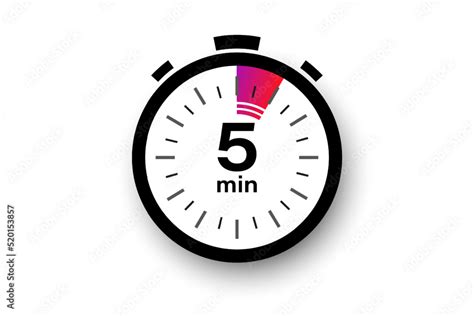 5 Minutes Timer Stopwatch Symbol In Flat Style Editable Isolated Vector Illustration Stock
