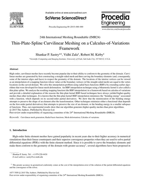 Pdf Thin Plate Spline Curvilinear Meshing On A Calculus Of Variations Framework