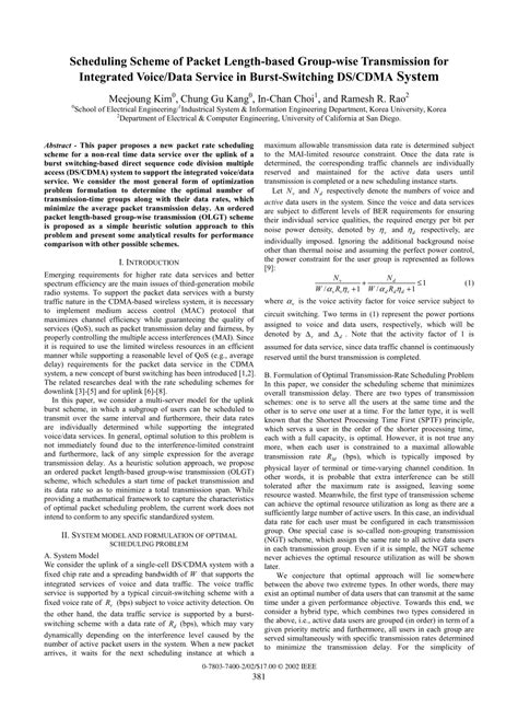 Pdf Group Wise Transmission Rate Scheduling Scheme For Integrated Voicedata Service In Burst