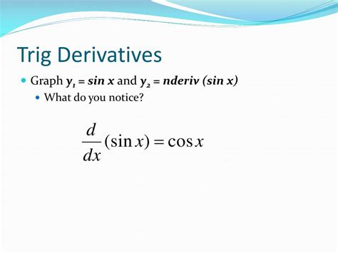 PPT DERIVATIVES OF TRIG FUNCTIONS PowerPoint Presentation Free Download ID