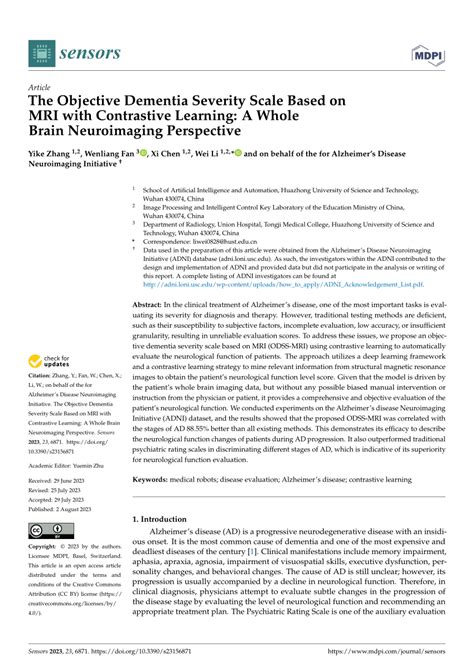 Pdf The Objective Dementia Severity Scale Based On Mri With Contrastive Learning A Whole