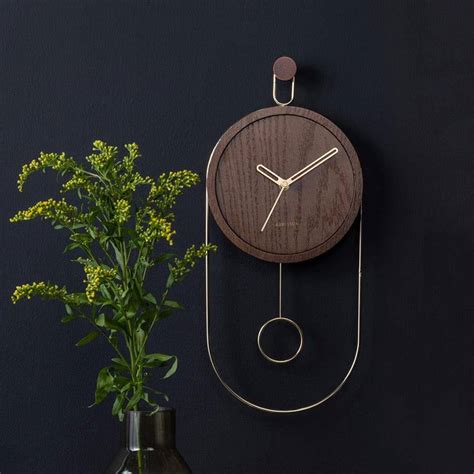 Swing Pendulum Wall Clock Dark Wood Modern Quests Reviews On Judge Me