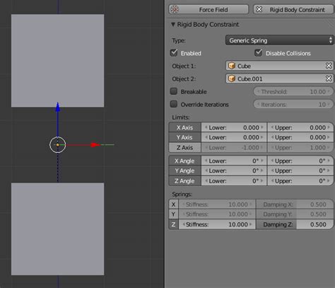 physics set resting length for a generic spring constraint blender