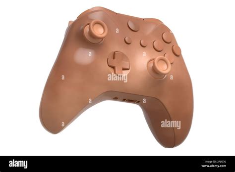 Realistic Video Game Joystick With Golden Chrome Texture Isolated On White Background 3d Render