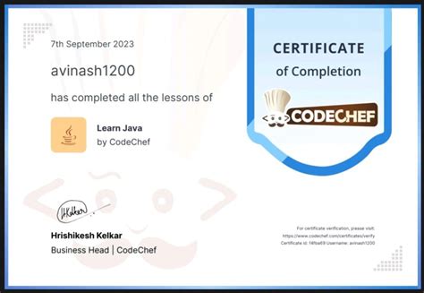 Avinash Trivedi On Linkedin Java Codechef Certification
