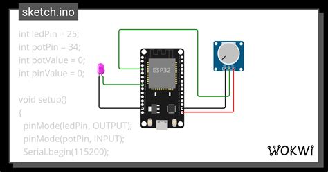 Potientiometer W Led Wokwi Esp32 Stm32 Arduino Simulator