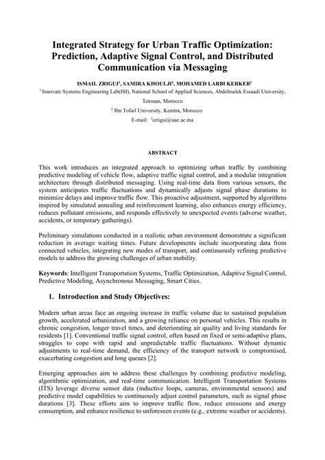 Pdf Integrated Strategy For Urban Traffic Optimization Prediction