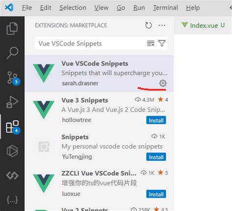 vs code安装插件Vue VSCode Snippets，实现快捷键生成vue代码模板和代码片段，包含详细步骤和截图，亲测可用_vscode安装vue插件-CSDN博客