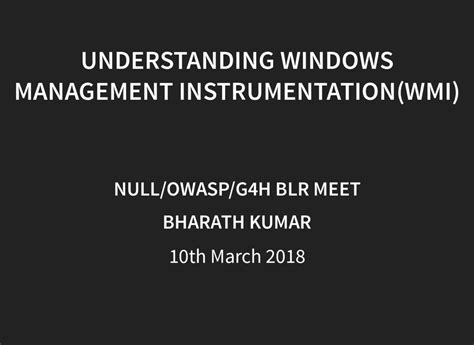 Understanding Windows Management Instrumentationwmi Speaker Deck