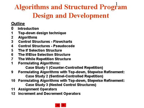 1 Algorithms And Structured Program Design And Development