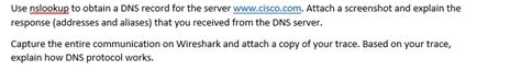 Solved Use Nslookup To Obtain A DNS Record For The Server Chegg Com