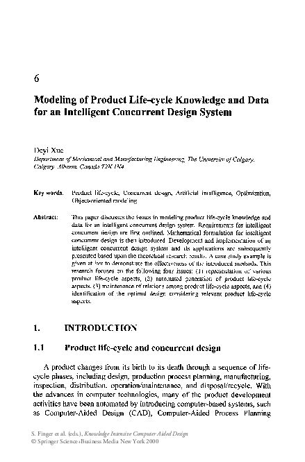 Pdf Modeling Of Product Life Cycle Knowledge And Data For An Intelligent Concurrent Design System