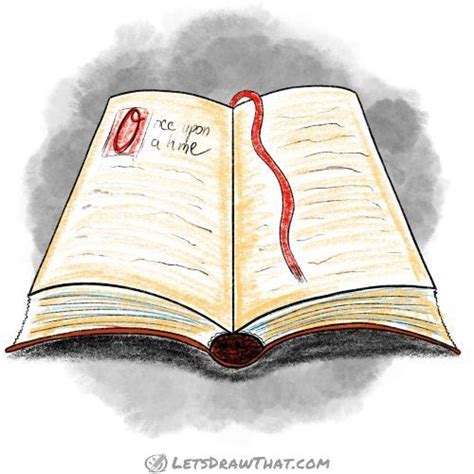 How To Draw A Book Completed Coloured In Drawing Of An Open Book In
