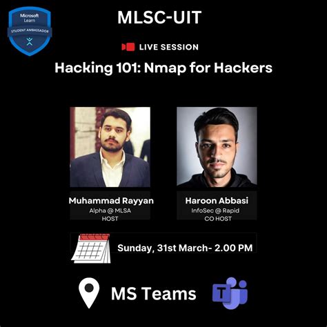 Muhammad Rayyan Athar On Linkedin Nmap Hacking Cybersecurity Onlinesession Learnwithus Mlsa