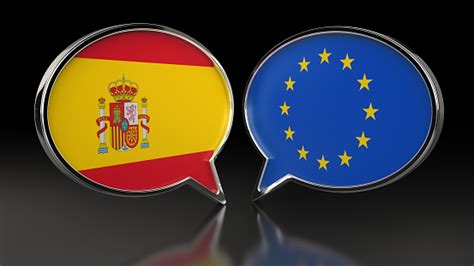 연설 거품으로 스페인 및 유럽 연합 플래그입니다 3 차원 일러스트 레이 션 0명에 대한 스톡 사진 및 기타 이미지 0명 3