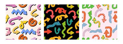 Colorful Playful Arrows In Trendy Style With Vector Texture Direction Indicators Seamless
