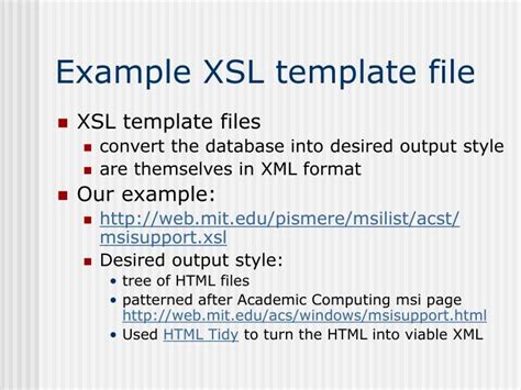 ppt msi information using xml xslt and cvs powerpoint presentation