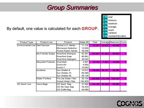 Cognos Module 4 Summarizing Data Ppt
