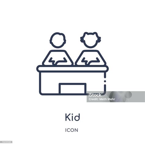 교육 개요 컬렉션의 선형 키드 아이콘입니다 얇은 라인 아이 아이콘 흰색 배경에 고립입니다 아이 트 렌 디 한 그림 가족에 대한 스톡 벡터 아트 및 기타 이미지 Istock
