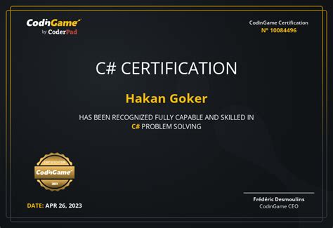 Codingame Certification