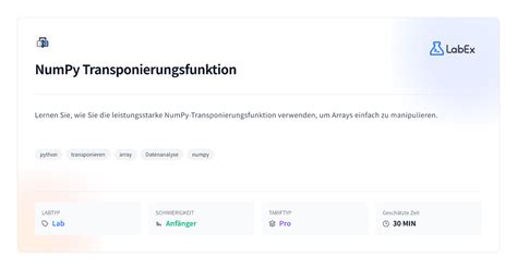Numpy Transponierungsfunktion Labex