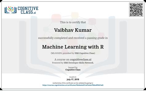 Ibm Cognitive Class Ml0151en Certificate Cognitive Class