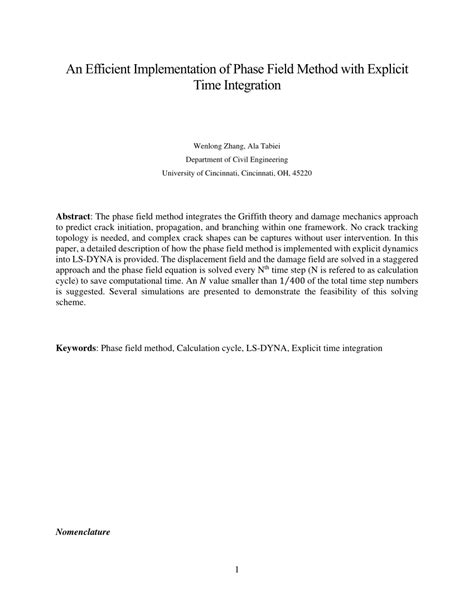 pdf an efficient implementation of phase field method with explicit