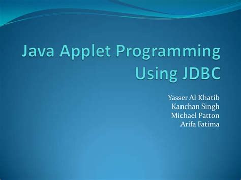 Java Applet Programming Using Jdbc2 Pptx Databases Computer