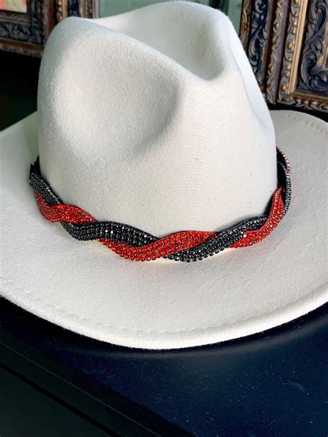 Black And Red Hat Band Adjustble Hat Band Georgia Band Hat Jewelry Beaded