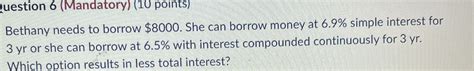 uestion 6 mandatory 10 ﻿points bethany needs to